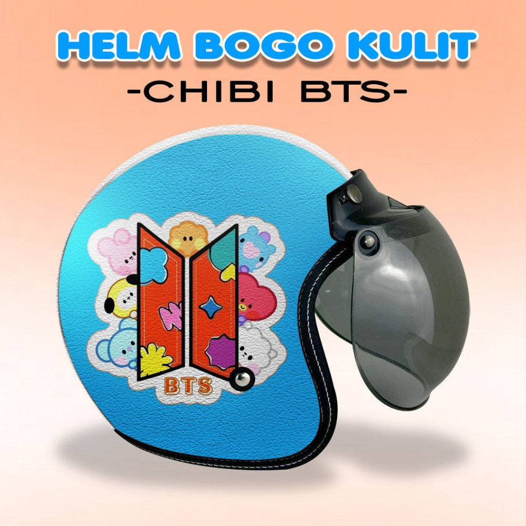 Jual Helm Bogo Kulit SNI Helm Chibi BTS Ukuran Dewasa/Kid/Junior Kaca ...
