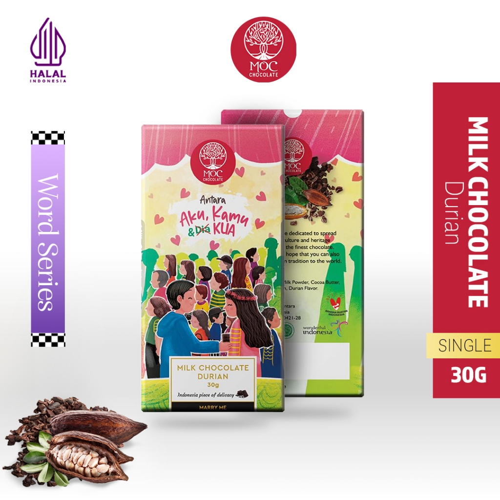 Jual MOC CHOCOLATE WORD SERIES, MILK CHOCOLATE DURIAN SINGLE 30gr ...