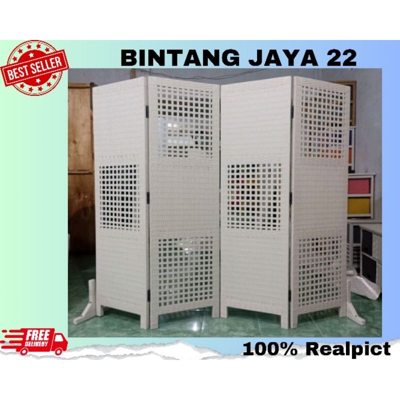 Jual ( 4 Panel ) Sketsel Rotan Sintetis Pembatas Ruangan Minimalis ...