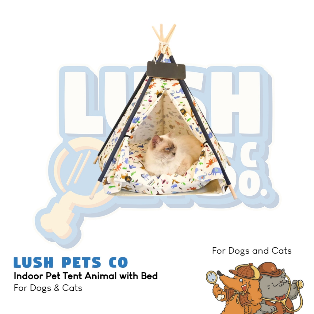 Jual Lush Pets Co Indoor Pet Tent Animal with Bed for Dogs and Cats ...