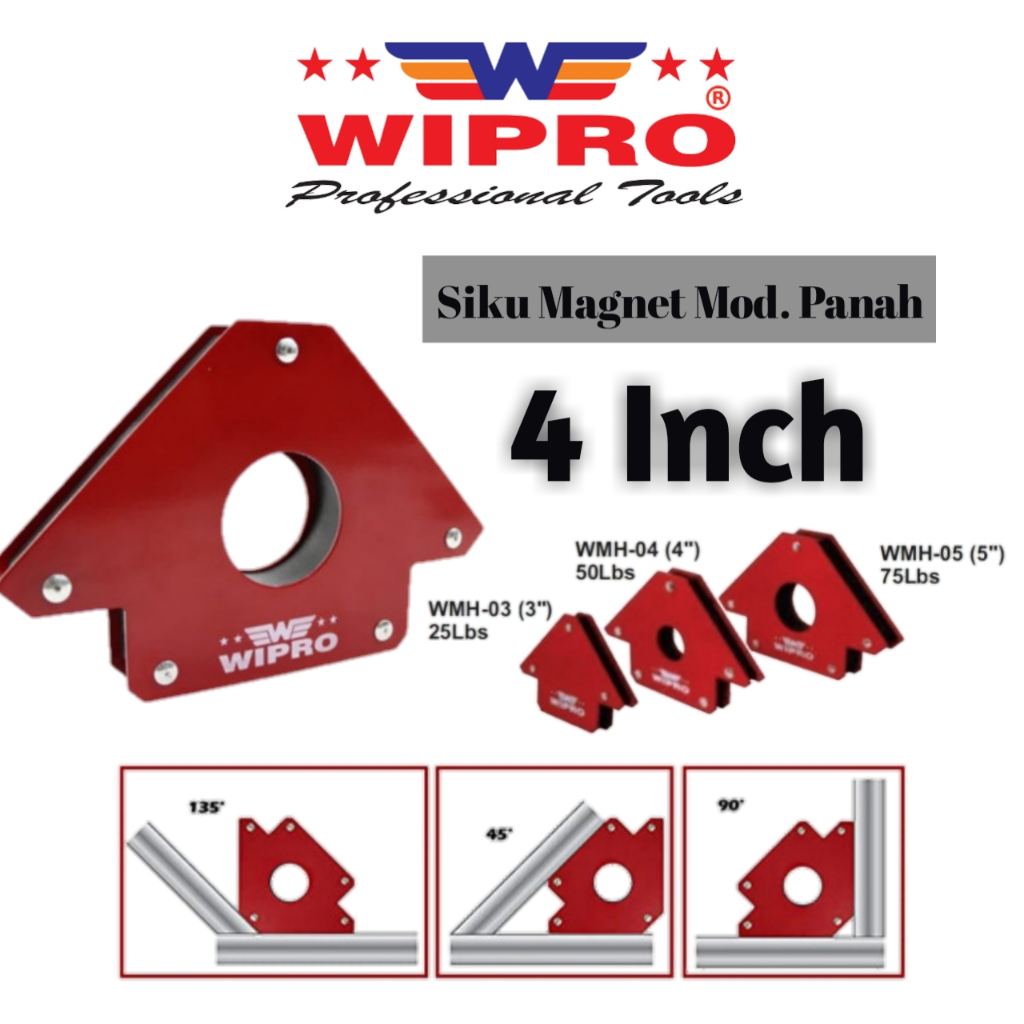 Jual Siku Magnet 4 Inch Wipro Model Panah Siku Magnet Las 4” 50 Lbs ...