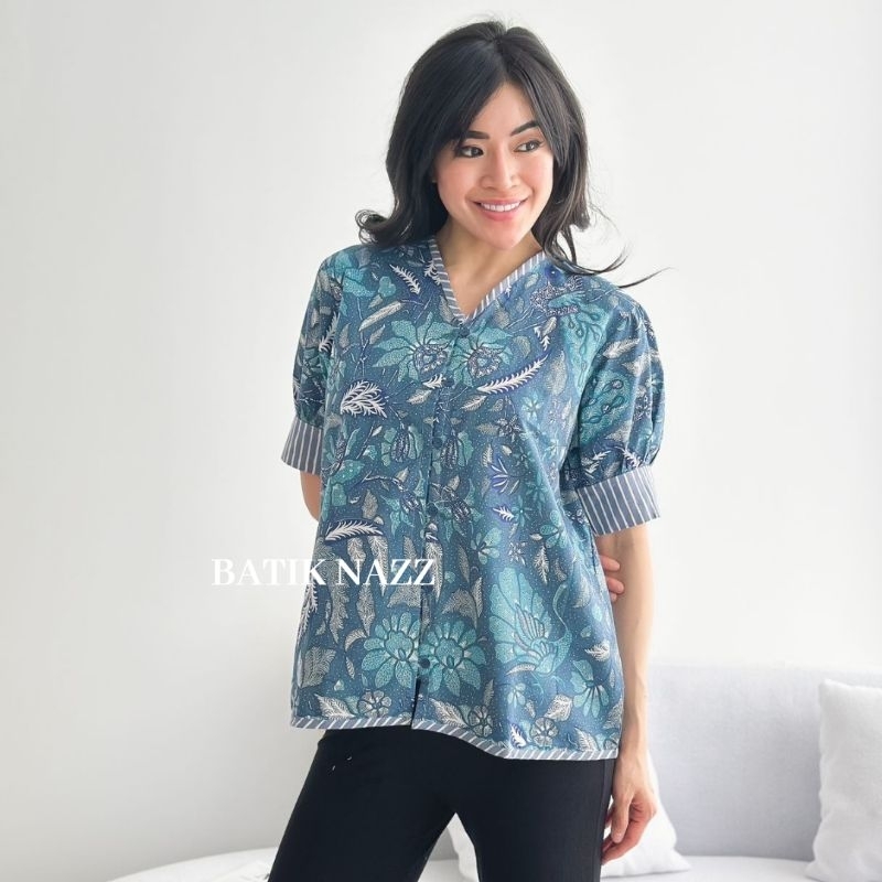 Jual Blouse Batik Modern Buketan Bunga - Emily Blouse | Shopee Indonesia