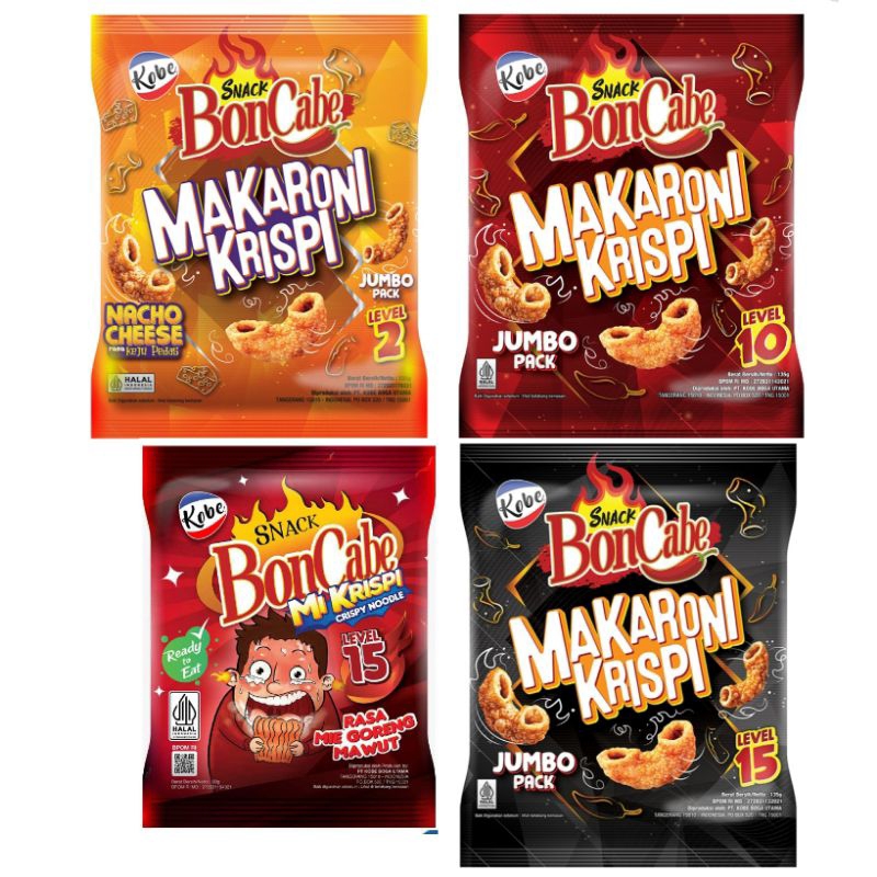 Jual KOBE Snack BONCABE bon cabe baru Makaroni Krispi Level 2 10 15 ...