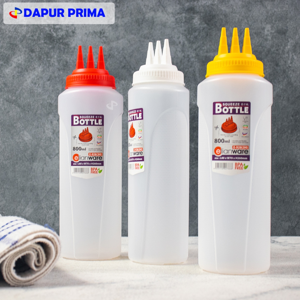 Jual BOTOL SAUS MULTIFUNGSI PLASTIK LUBANG 3 - ELIANWARE BOTOL SAUS 3LB ...