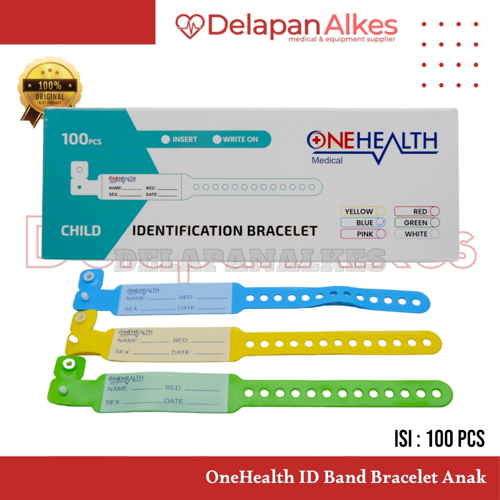 Jual OneHealth ID Band Anak Per Box isi 100 Pcs Gelang Indentitas ...
