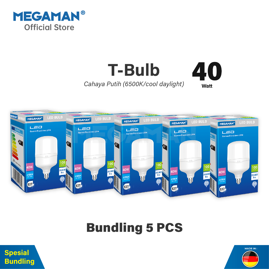 Jual Paket Bundling 5pcs Lampu Bohlam LED 40W MEGAMAN YTT120Z1 170-240V ...