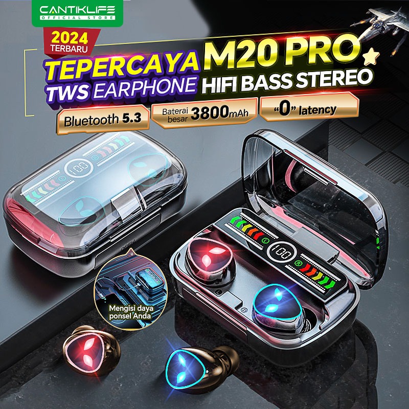 Jual TWS M20 Wireless Bluetooth Headset Gaming 3800mAh Mobile Power ...