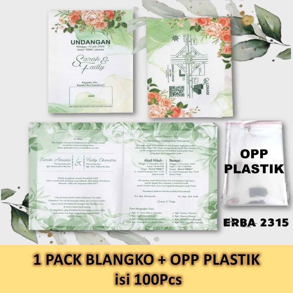Jual ERBA 2315 + OPP PLASTIK Blangko Undangan Kosongan ERBA, Undangan ...