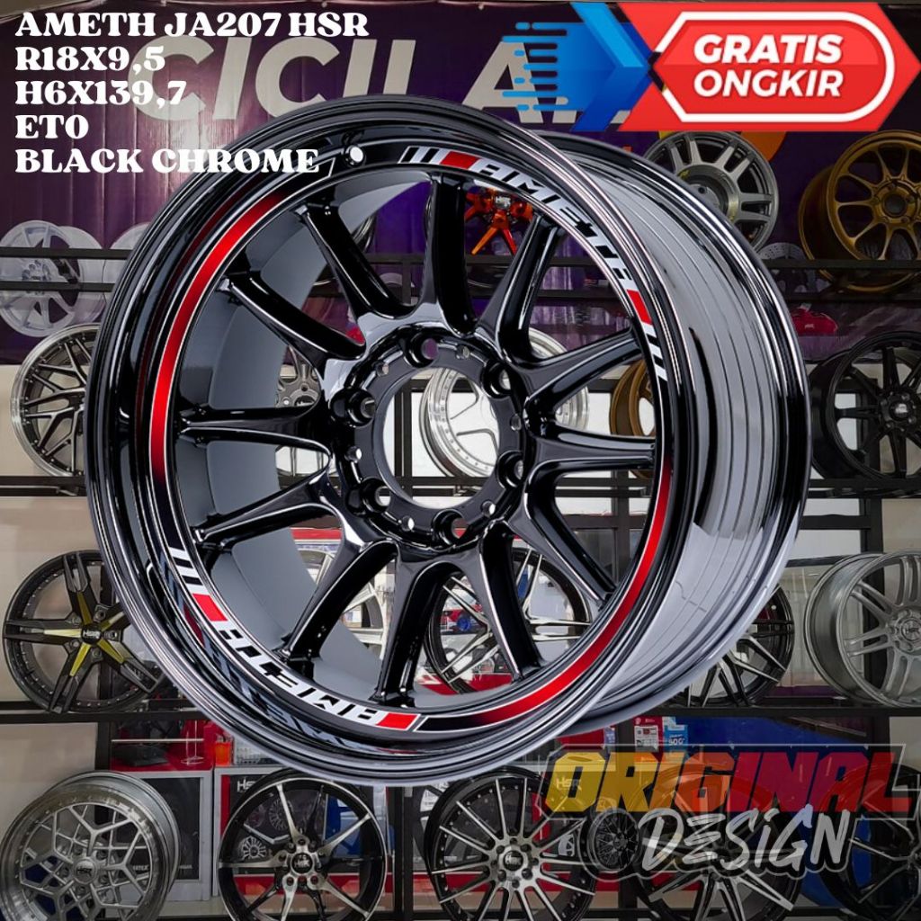 Jual VELG ORIGINAL HSR AMETH R18 LEBAR 9,5 BAUT 6 ET0 BLACK CHROME VELG ...