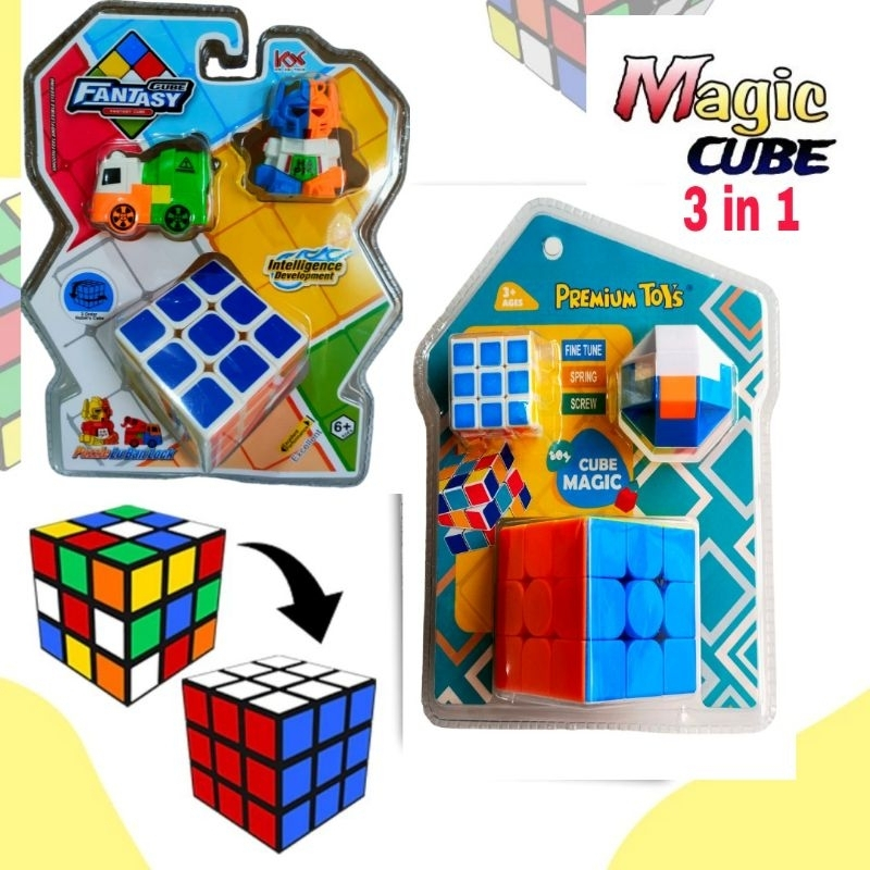 Jual Mainan Anak Magic Cube 3x3x3 Set Rubik isi 3 - 3x3 Paket 3 in 1 ...