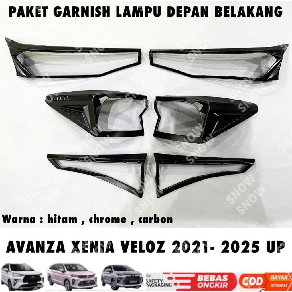 Jual Paket Garnish Lampu Depan Belakang All New Avanza Xenia 2022 2023 2024 2025 2026 UP Hitam ...