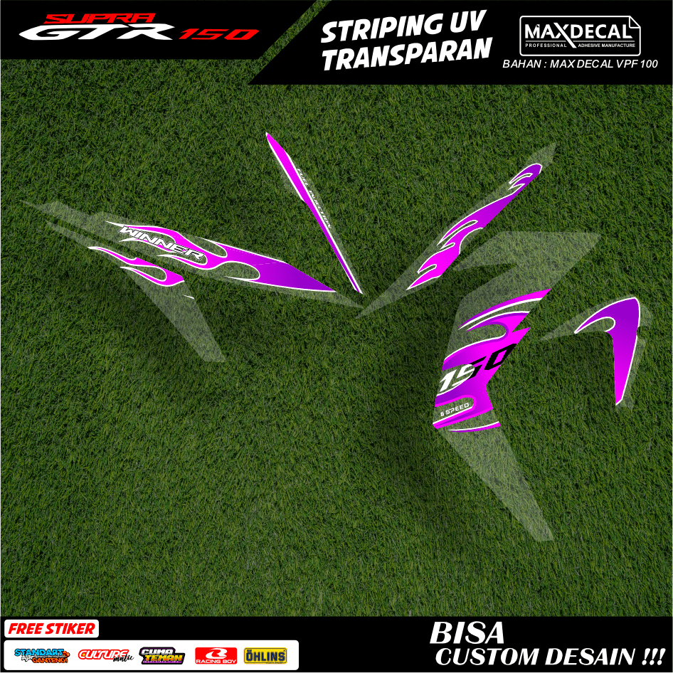 Jual striping sticker supra gtr transparan racing minimalis merah hijau ...