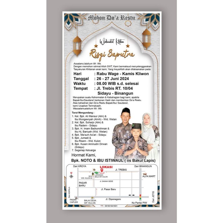 Jual undangan besekan Tasyakuran Khitan/undangan sorogan Khitanan ...