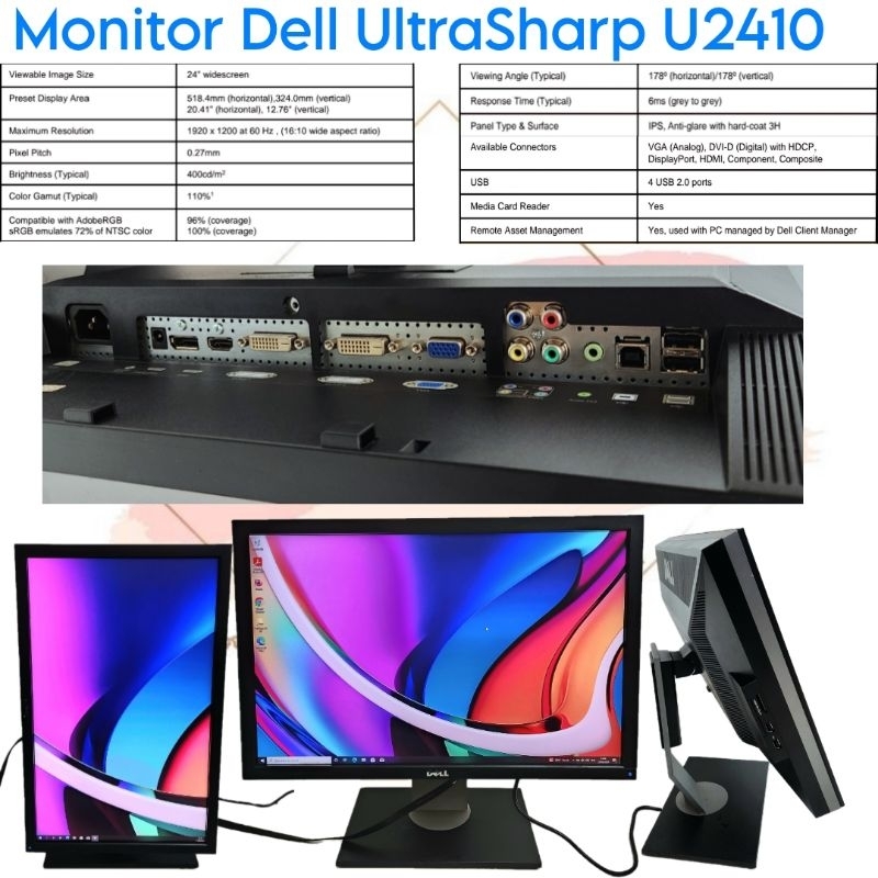 Jual Monitor Editing/Design Premium Dell UltraSharp u241 - 24inc ...