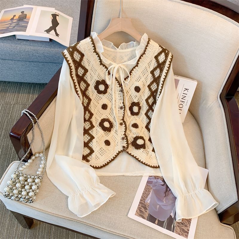Jual Vest Bunga Lucu Rompi Rajut Wanita Vintage | Shopee Indonesia