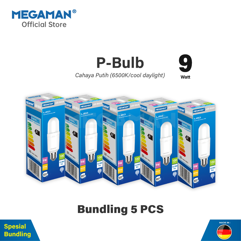 Jual Lampu Bundling 5pcs Bohlam LED Megaman YTP38Z1 9Watt 6500K (Cahaya Putih) | Shopee Indonesia
