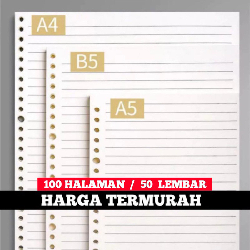 Jual Loose Leaf A5 B5 A4 Kertas File Isi Binder 50 Lembar | Shopee Indonesia