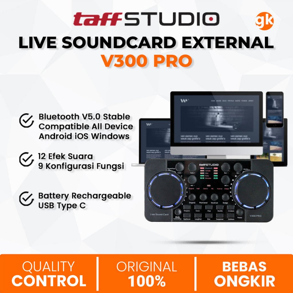 Jual Taffware / Taffstudio V8s Bluetooth Audio USB External Soundcard ...