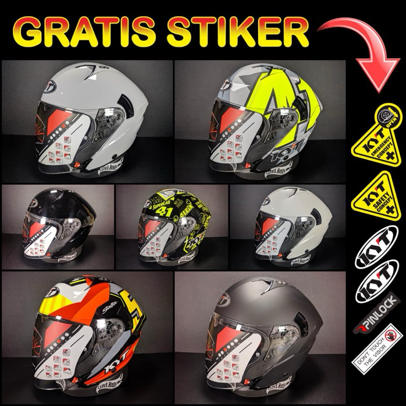 Jual HELM KYT NFJ MOTIF DAN SOLID POLOS White Black Gorila Grey Glossy ...