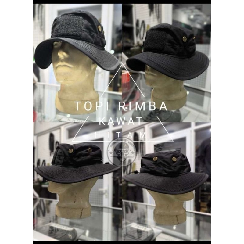 Jual Topi Rimba /Topi Lapangan Hitam Full Pengeras Tepi | Shopee Indonesia