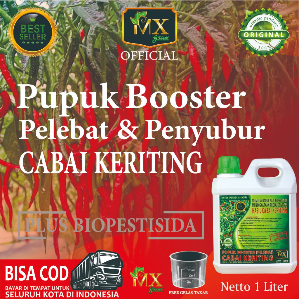 Jual Pupuk Organik Cair Penyubur dan Pelebat Cabai Keriting 1 Liter / Pupuk Booster Buah Cabai ...