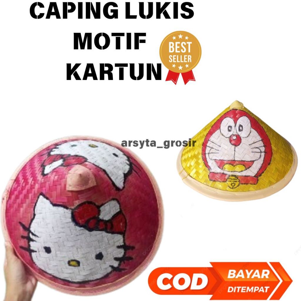 Jual Topi caping hias motif kartun/Caping lukis anak free custom ...