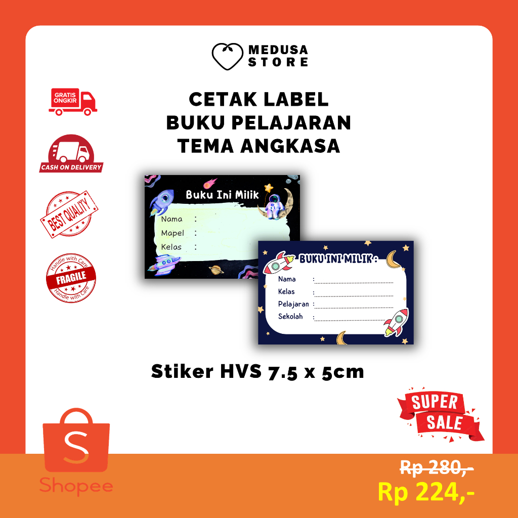 Jual Label Nama Buku tulis anak / Stiker Nama Buku Pelajaran Sekolah ...