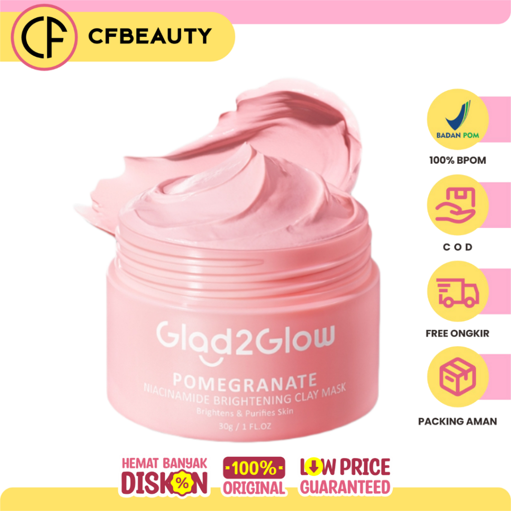 Jual Glad2Glow Pomegranate Niacinamide Brightening Clay Mask 30g Masker Mencerahkan Wajah ...