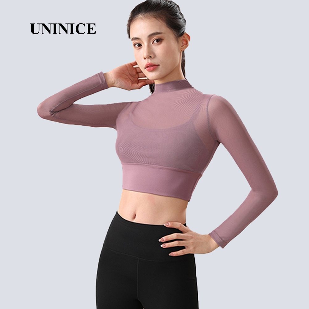 Jual UNINICE Pakaian Yoga Jaring Pakaian Lari Lengan Panjang Dengan ...