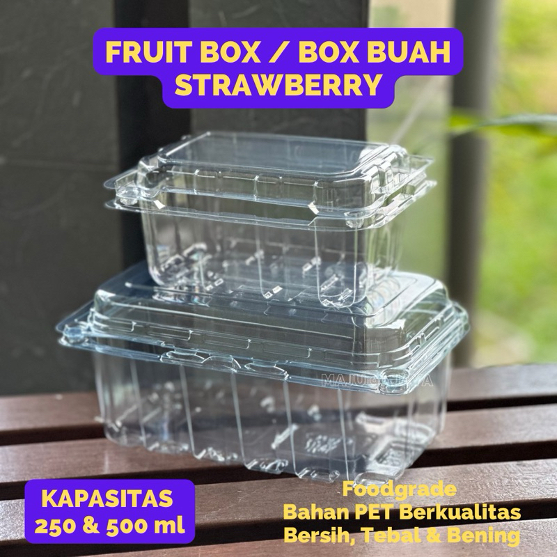 Jual Fruit Box / Mika Box Buah Strawberry Kapasitas 250ml / 500ml Bahan ...