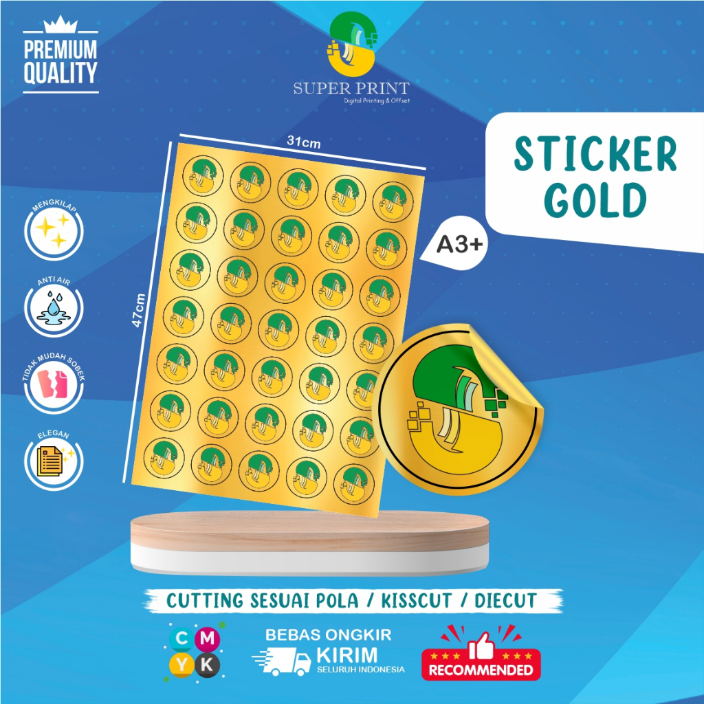 Jual Cetak Stiker Vinyl Gold Emas A3+ Label Cutting Custom Murah ...