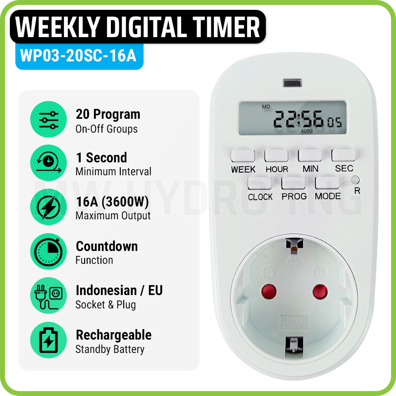 Jual Programmable Weekly Digital Timer Plug Socket Switch - Timer Stop ...