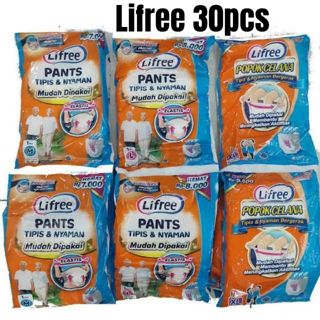Jual lifree popok celana dewasa isi 30 pcs- lifree sachet renceng size M, L, XL, XXL | Shopee ...