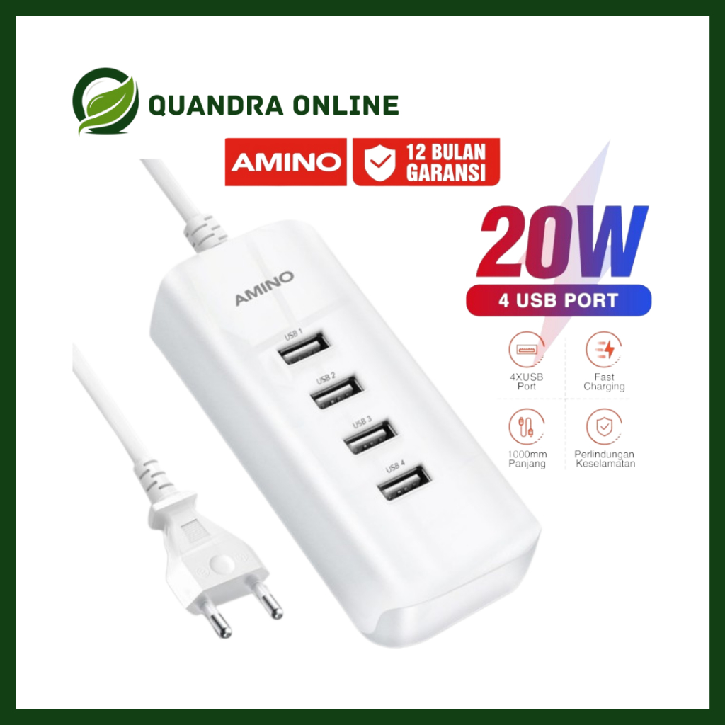 Jual AMINO 4 USB Port Multi Port Charger Fast Charger LED Function 5V ...