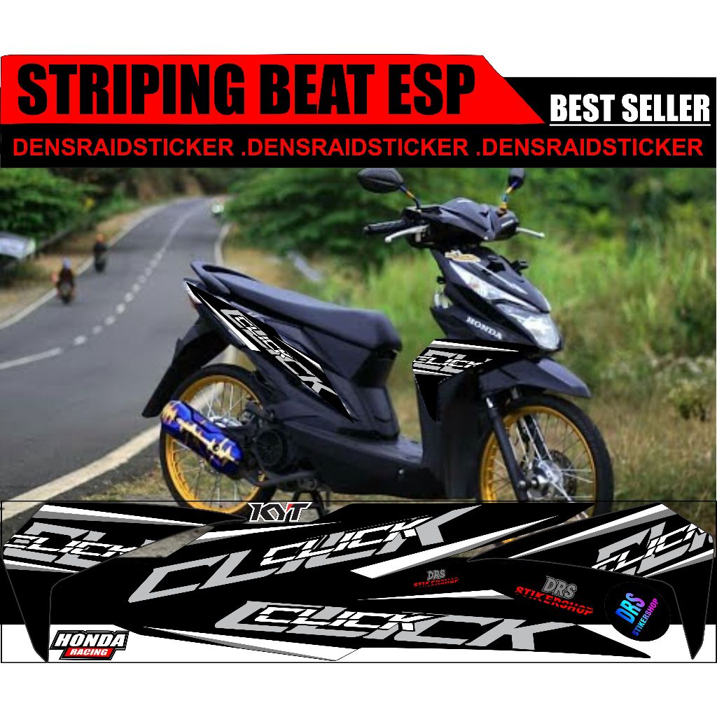 Jual STRIPING STIKER PAREASI HONDA BEAT ESP HITAM MODEL KLICK WARNA LIS ...