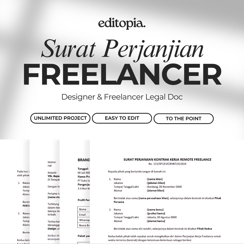 Jual Paket Freelancer, Surat Kontrak Kerja Sama, Identity Brief ...