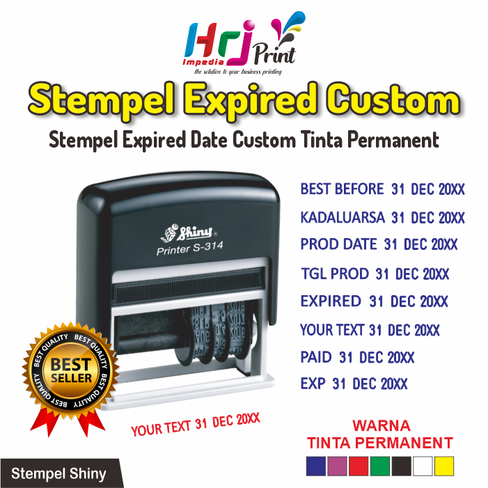 Jual Stempel Shiny expired tinta permanent | Stempel expired date ...