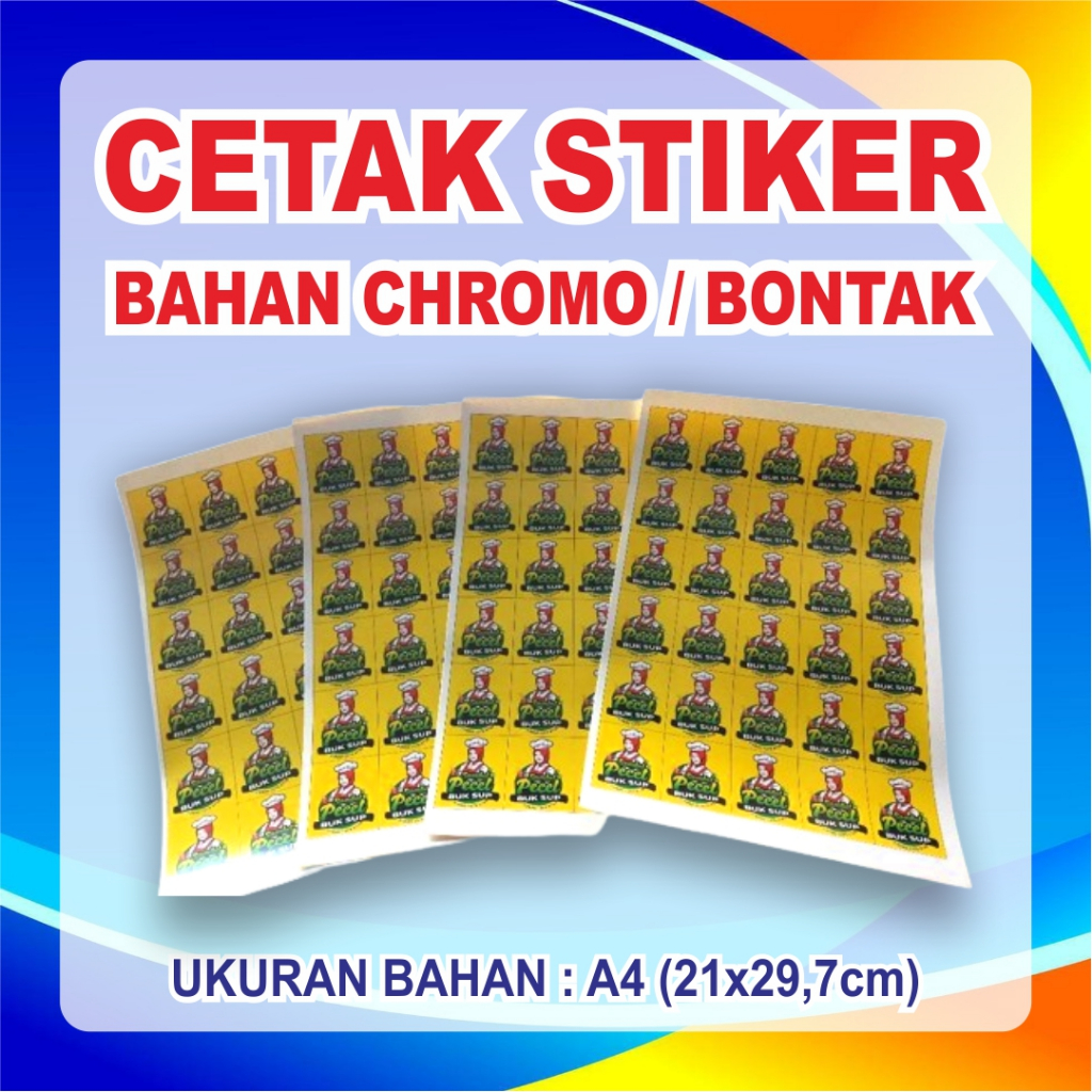 Jual Cetak Sticker Stiker Chromo Bontak Bontax Custom Ukuran Bahan A4 ...