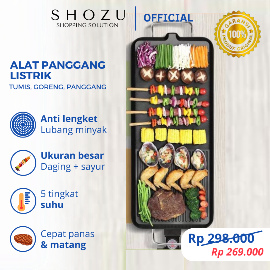 Jual Alat Pemanggang Electric Grill Pan BBQ Besar Panggangan Listrik ...