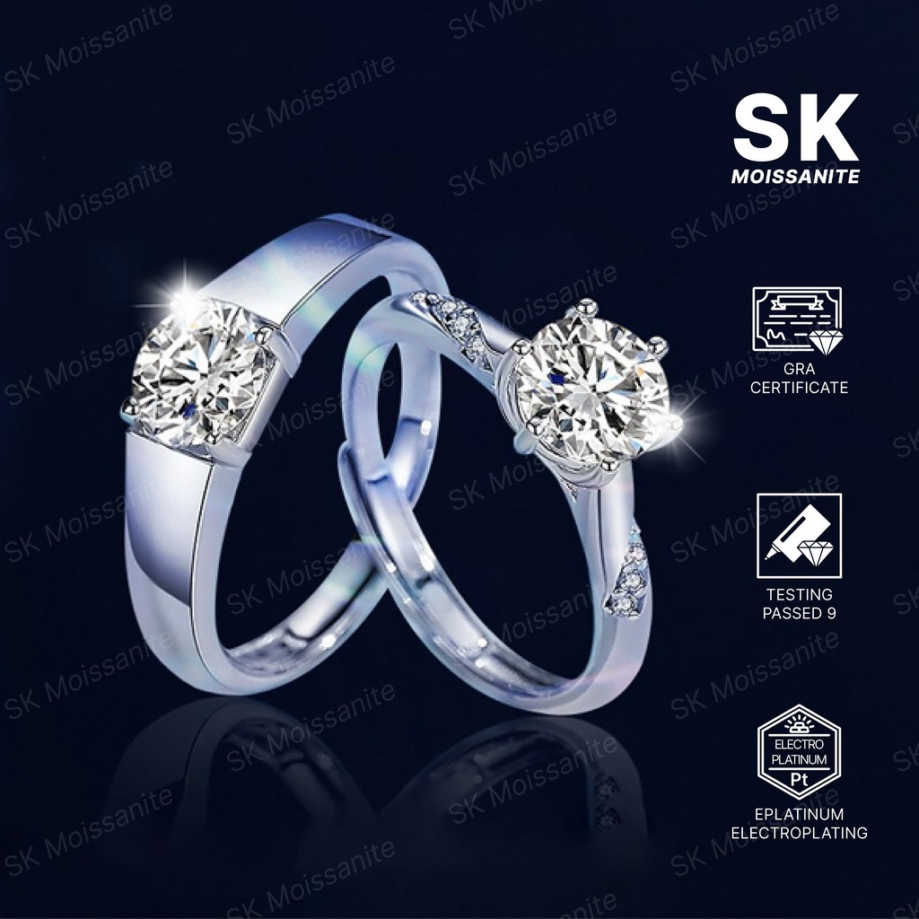 Jual SK Moissanite Cincin Pasangan Perhiasan Moissanite Sertifikat GRA Asli Garansi 2 Tahun ...