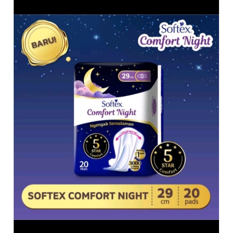 Jual Softex Comfort Night 29cm Isi 20, 10 Pads / Pembalut Malam Yg ...
