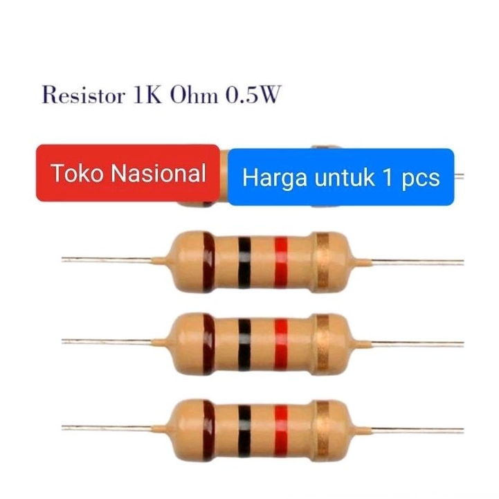 Jual Resistor 1k ohm 1/2watt | Shopee Indonesia