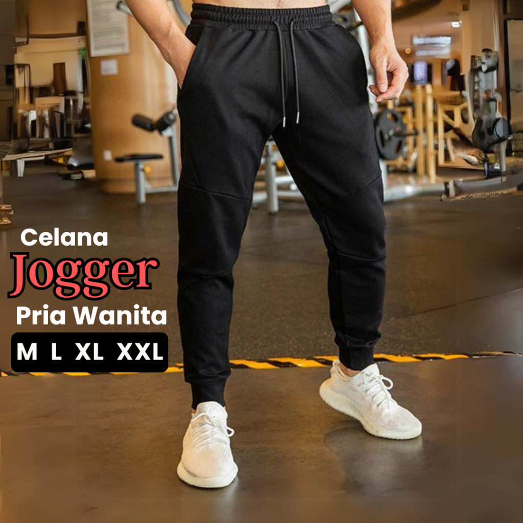 Jual CELANA JOGGER POLOS PANJANG SWEATPANTS TRAINING DEWASA PRIA WANITA JUMBO SIZE M-XXL JOGER ...