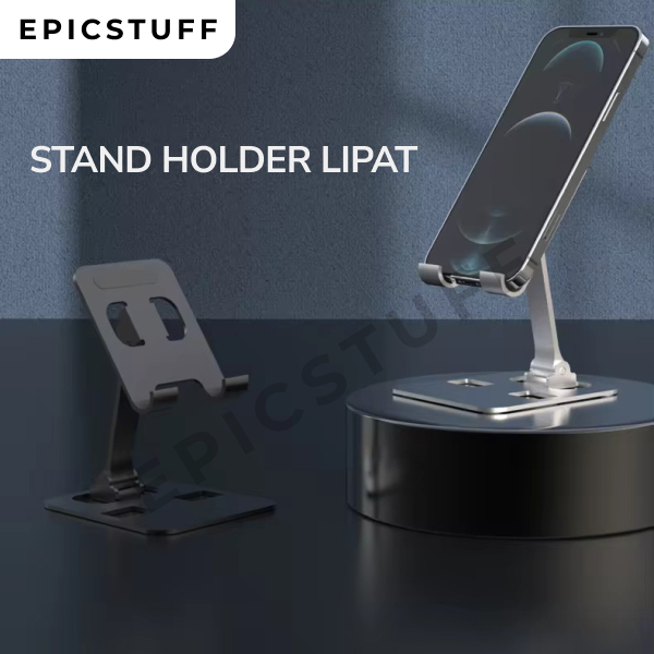Jual Phone Stand Holder Besi Aluminium Full Metal foldable meja Dudukan ...