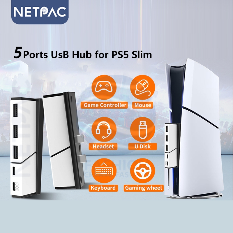 Jual NETPAC USB Hub for PS5 Slim Console Digital 5 Ports High-Speed ...