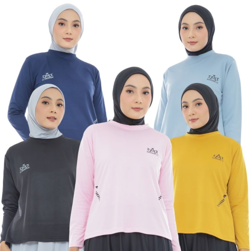 Jual Atasan Baju Olahraga Wanita Lengan Panjang Kaos Dryfit Muslimah ...