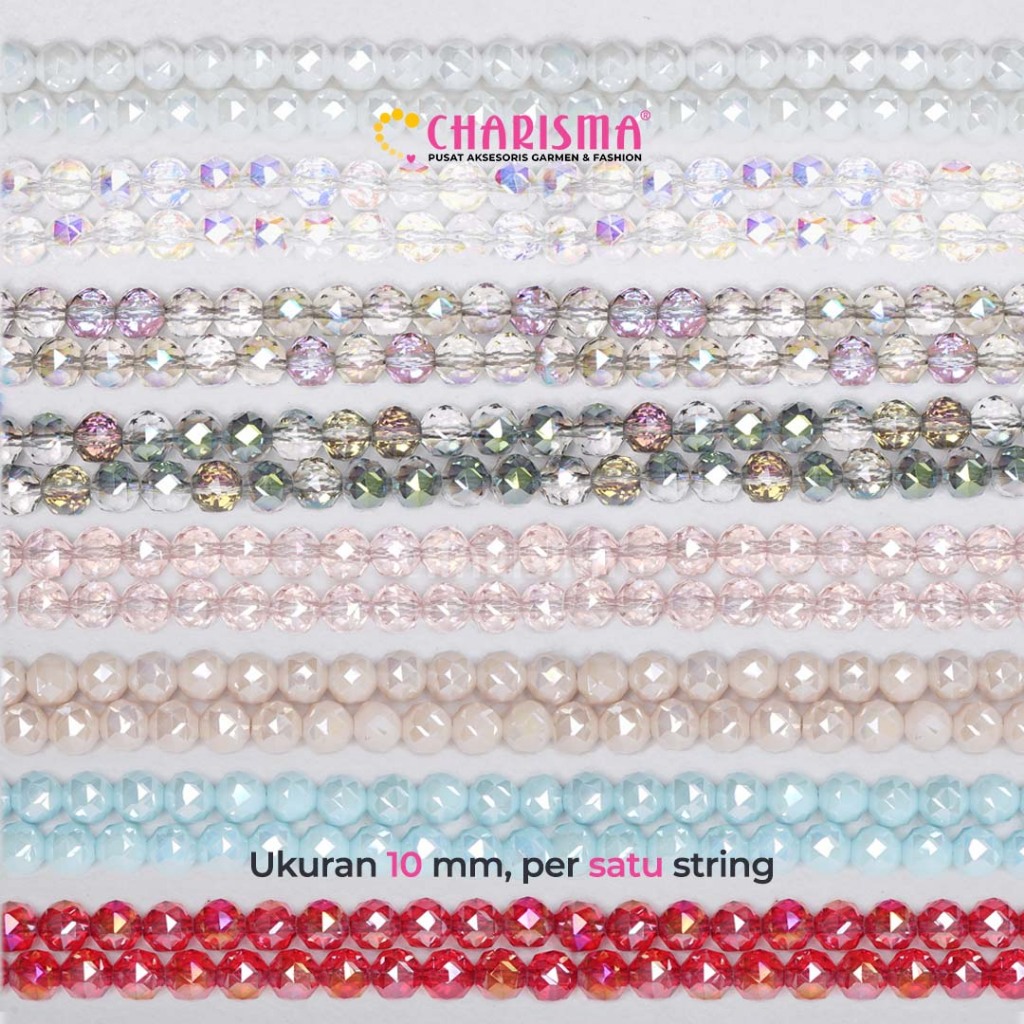 Jual Charisma Crystal Ceko Bulat - Crystal Acrylic Bola 10mm / Harga Per String (±60 Butir ...