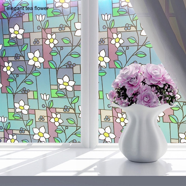 Jual Stiker Kaca Jendela Sanblast Sandblast Sunblast Motif Bunga 130 ...