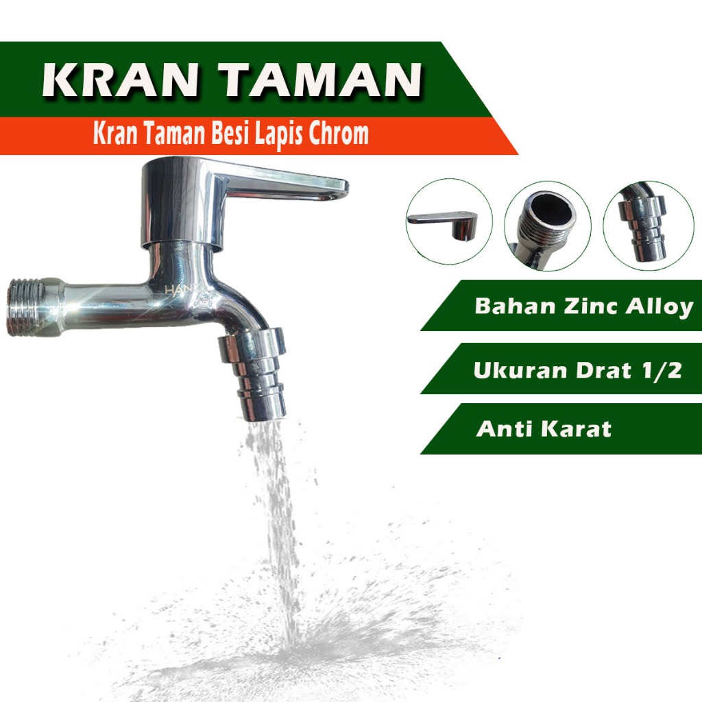Jual Keran Air Tembok Engkol Besi Chrome Stainless / Kran Air Besi ...