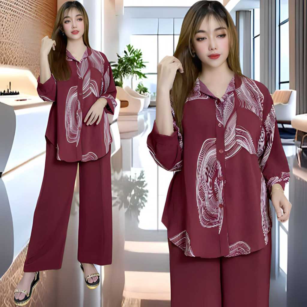 Jual HAMRAA SETELAN CRINCLE WANITA KEKINIAN LD 120 ATASAN KEMEJA OVAL ...